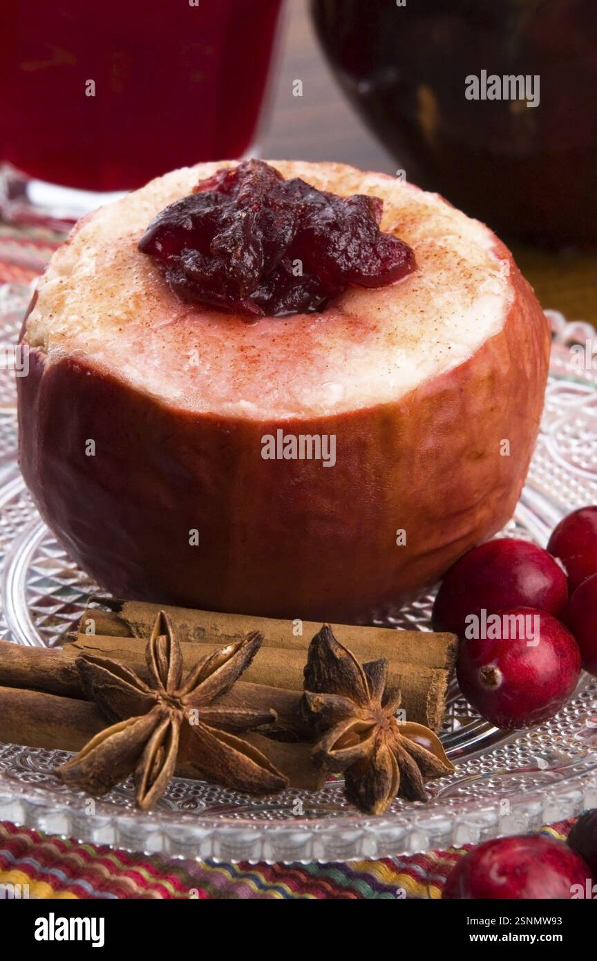 Baked apples with cranberry jam, lodz, poland Stock Photo - Alamy