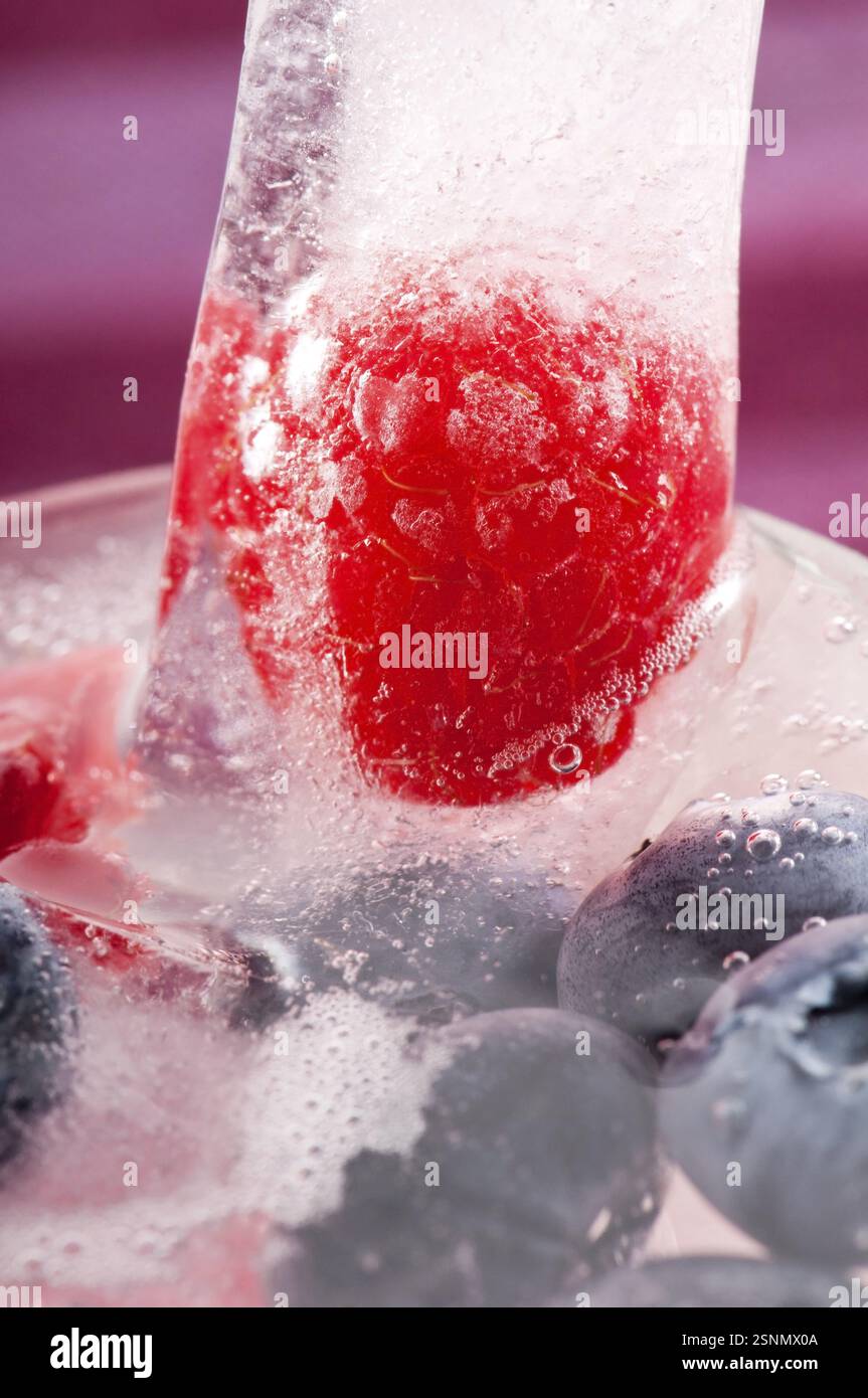 Raspberry and blackberry frozen in ice sticks, POLAND Stock Photo - Alamy