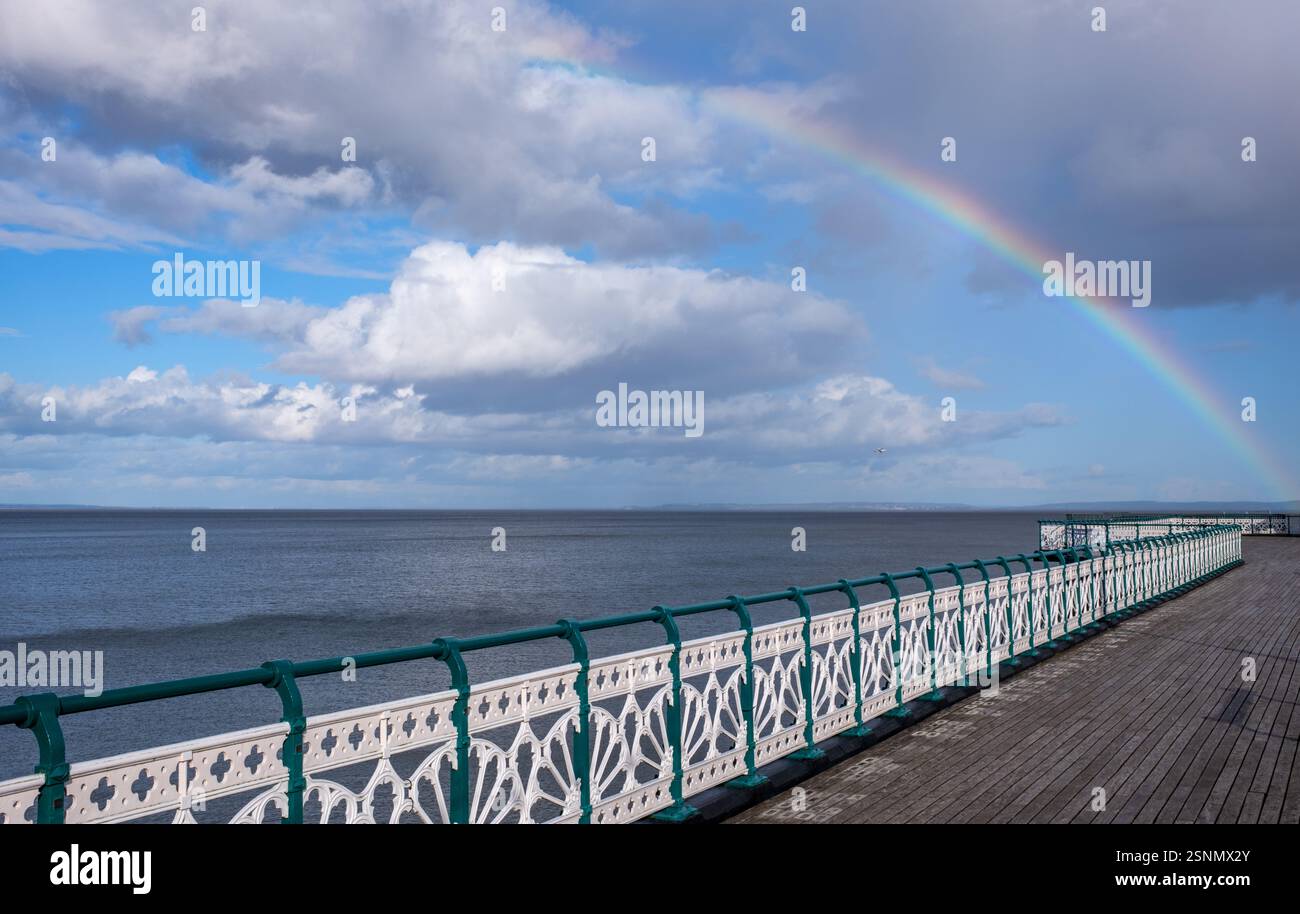 Rainbow over the Pier at Penarth South Wales UK Stock Photo - Alamy