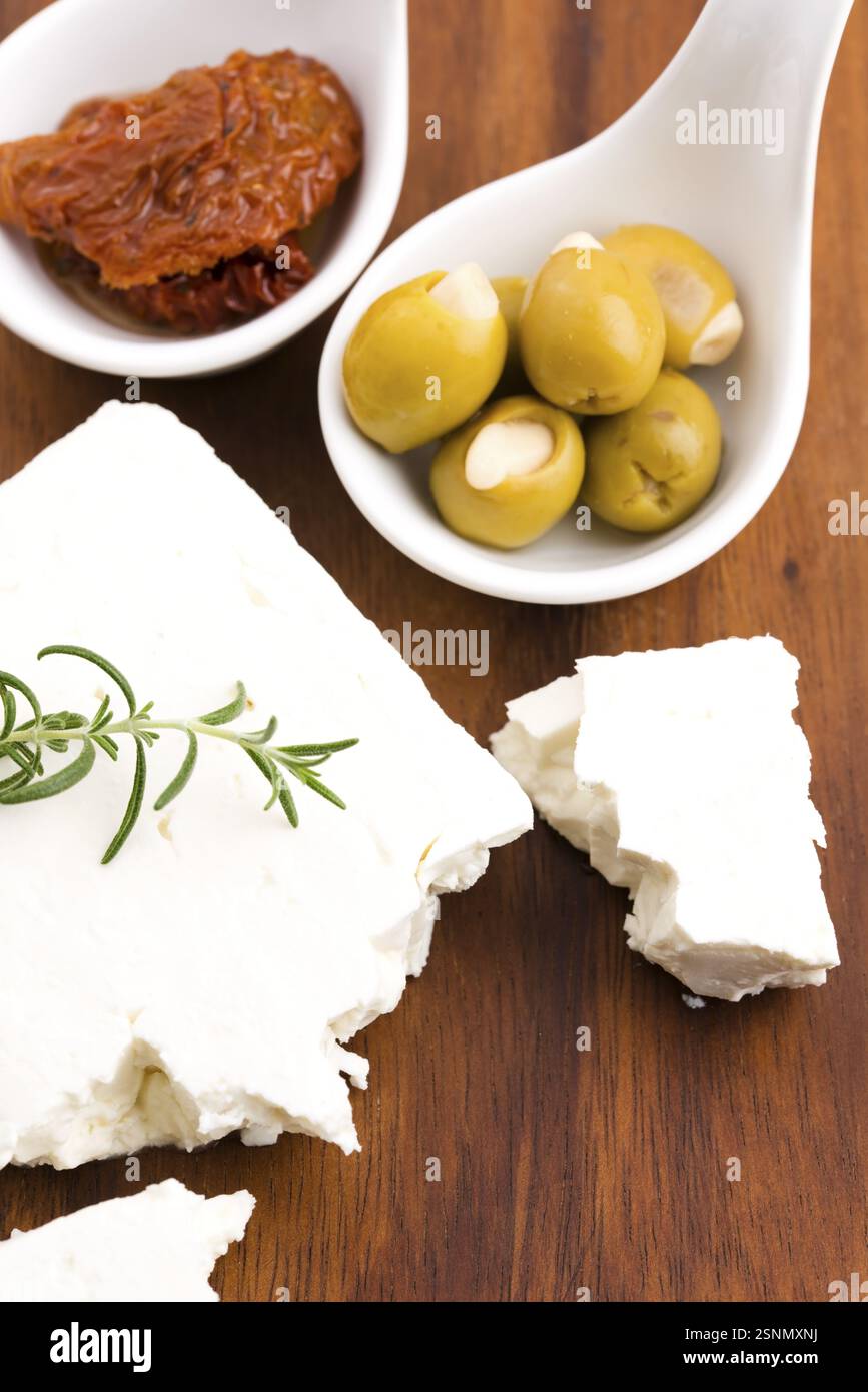 Feta cheese with olives, sun dried tomatoes and fresh herbs, lodz ...