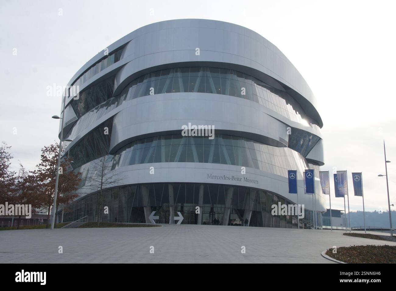 A modern building with a curved facade in Germany, Munich. It's the ...