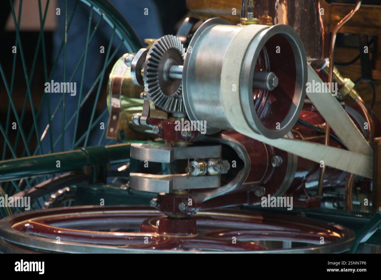 A close-up view inside a car engine compartment in Germany, Munich ...