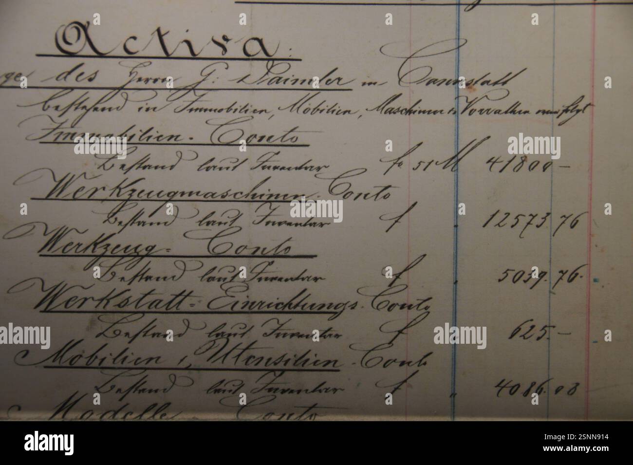 A handwritten accounting ledger from Actisa in Cannstatt, Germany ...