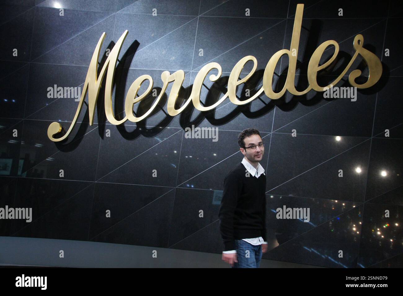 Germany, Munich. A building housing a collection of Mercedes-Benz cars ...