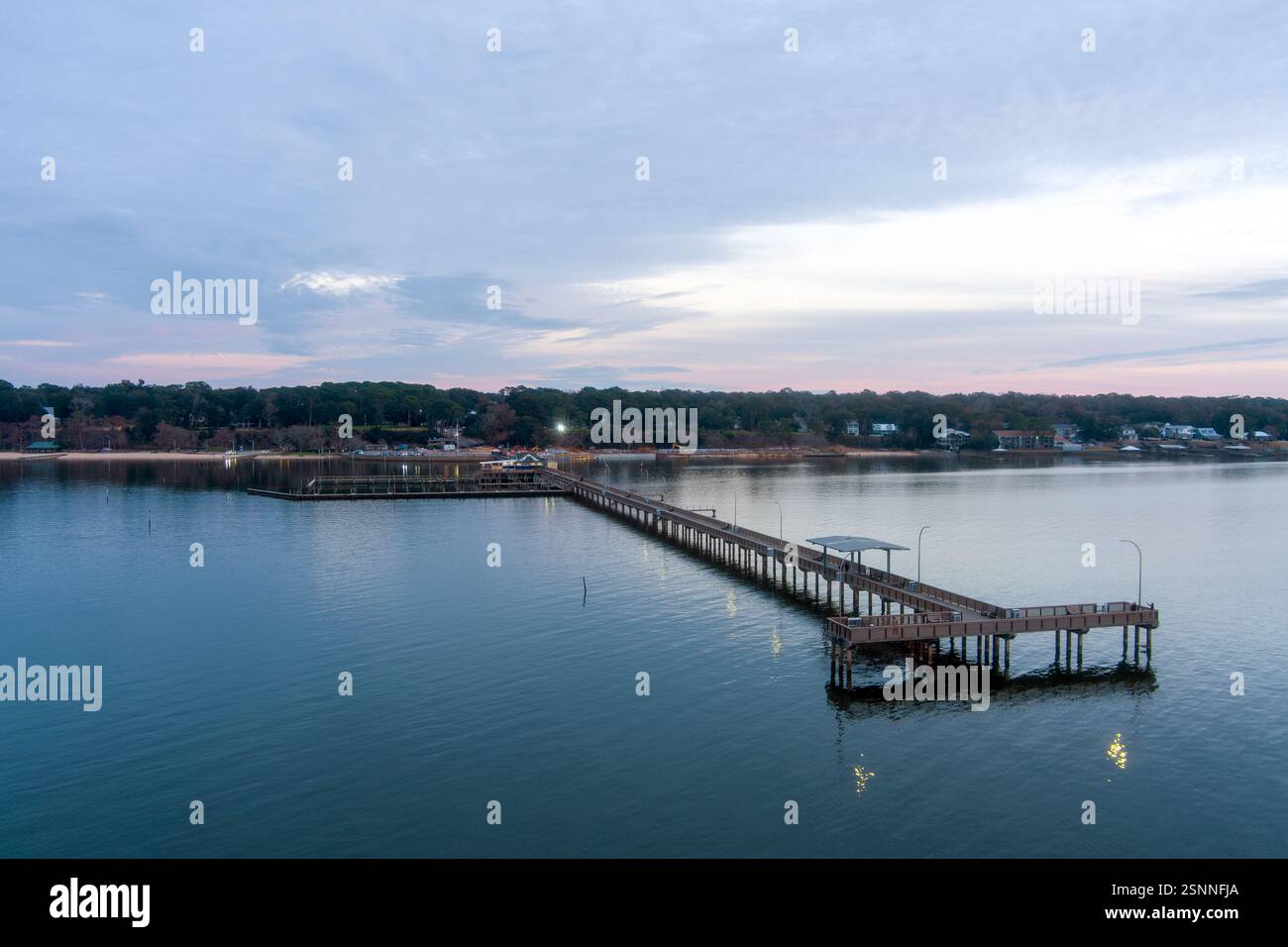 Aerial view of the Fairhope, Alabama pier at sunset in January Stock ...