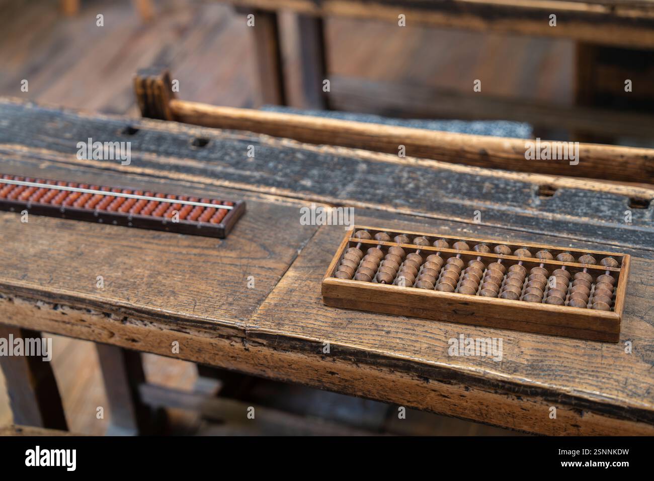 Old desk and abacus at school Stock Photo - Alamy