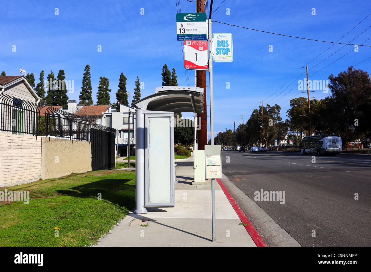 Carson, California: Bus Stop with Torrance Transit, Long Beach Transit ...
