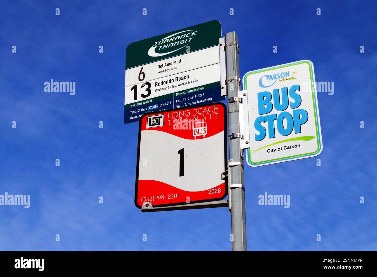 Carson, California: Bus Stop with Torrance Transit, Long Beach Transit ...