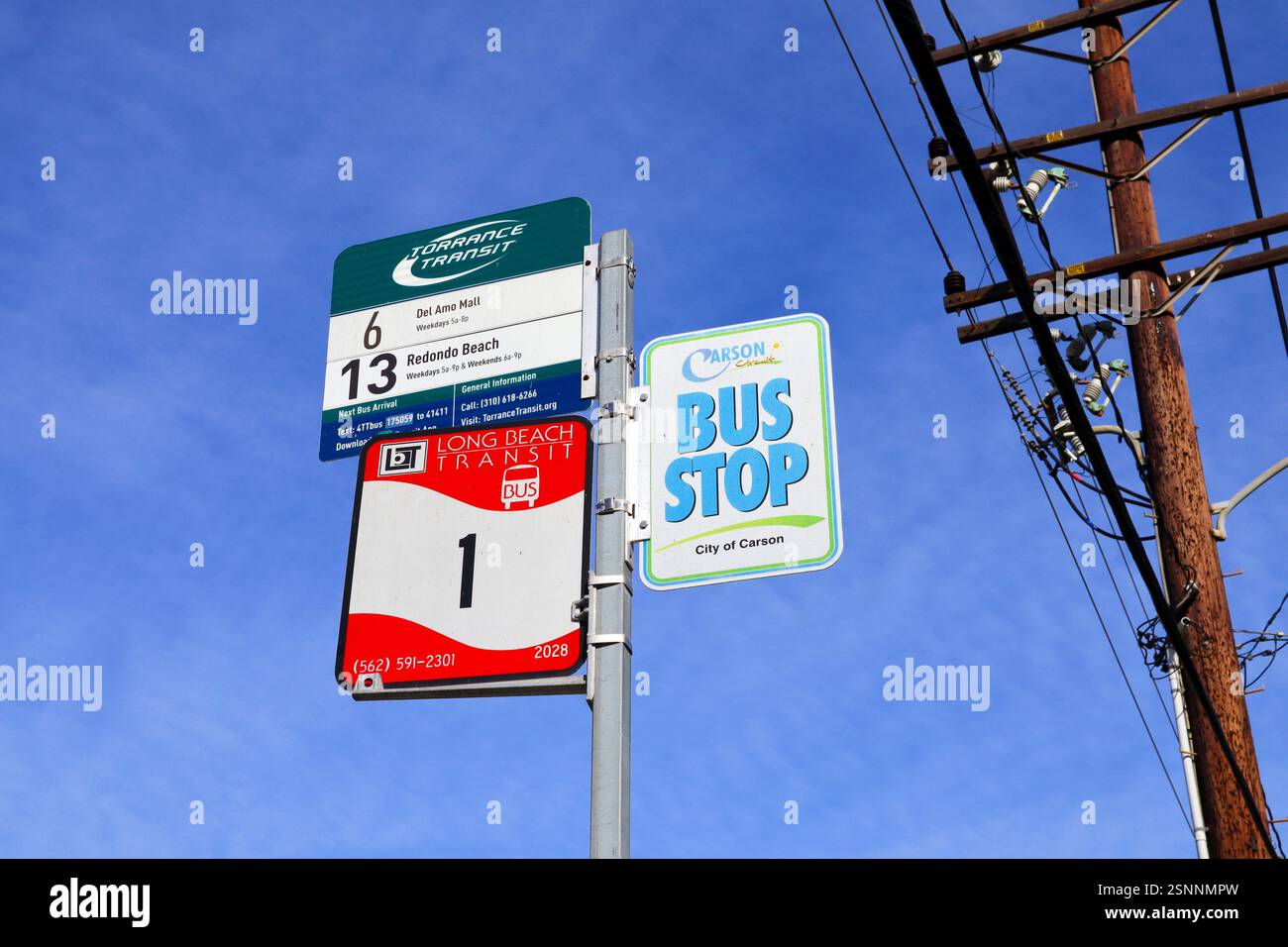 Carson, California: Bus Stop with Torrance Transit, Long Beach Transit ...
