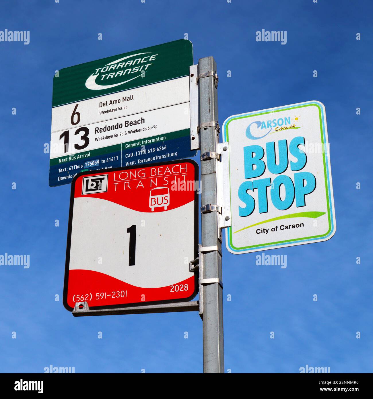 Carson, California: Bus Stop with Torrance Transit, Long Beach Transit ...