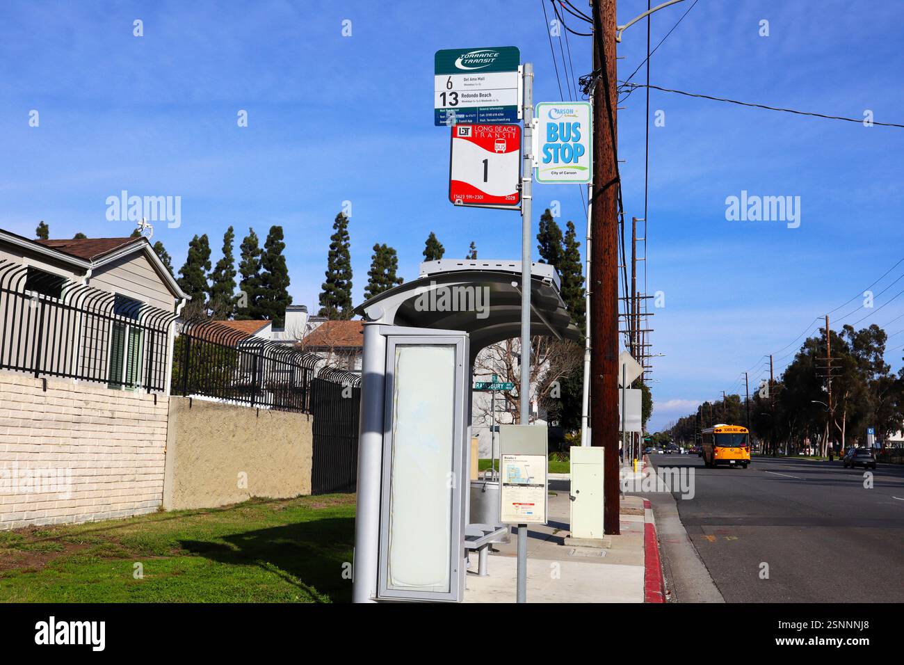 Carson, California: Bus Stop with Torrance Transit, Long Beach Transit ...
