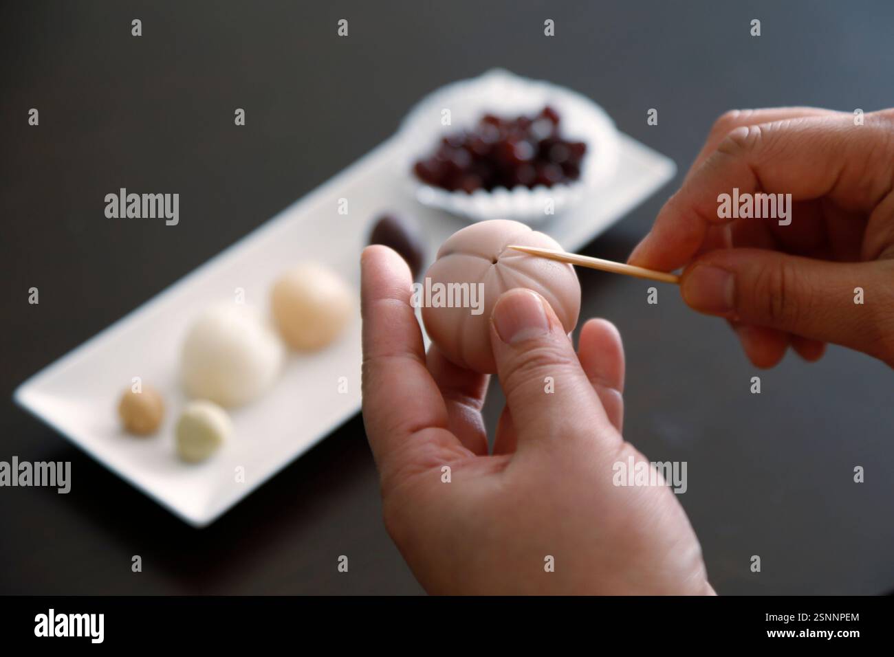 Photographs of the process of making Japanese Sweets Stock Photo - Alamy