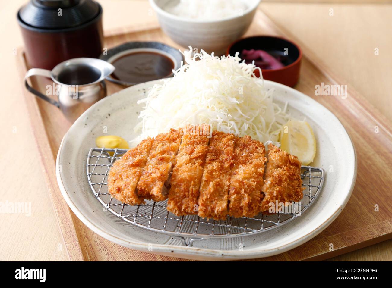 Pork cutlet set meal Stock Photo - Alamy