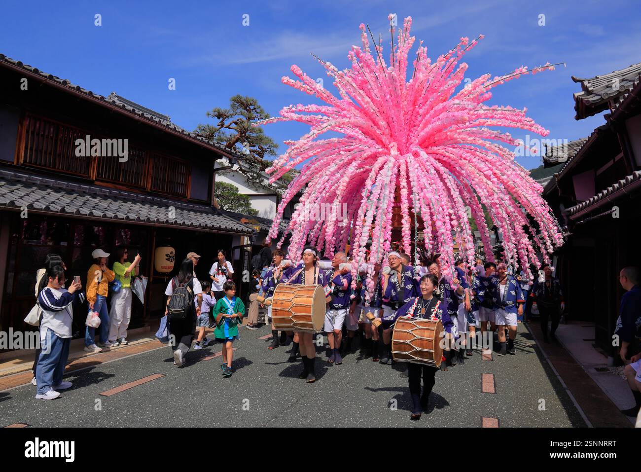 Mino Festival, flower mikoshi (portable shrine) Mino, Gifu Prefecture ...