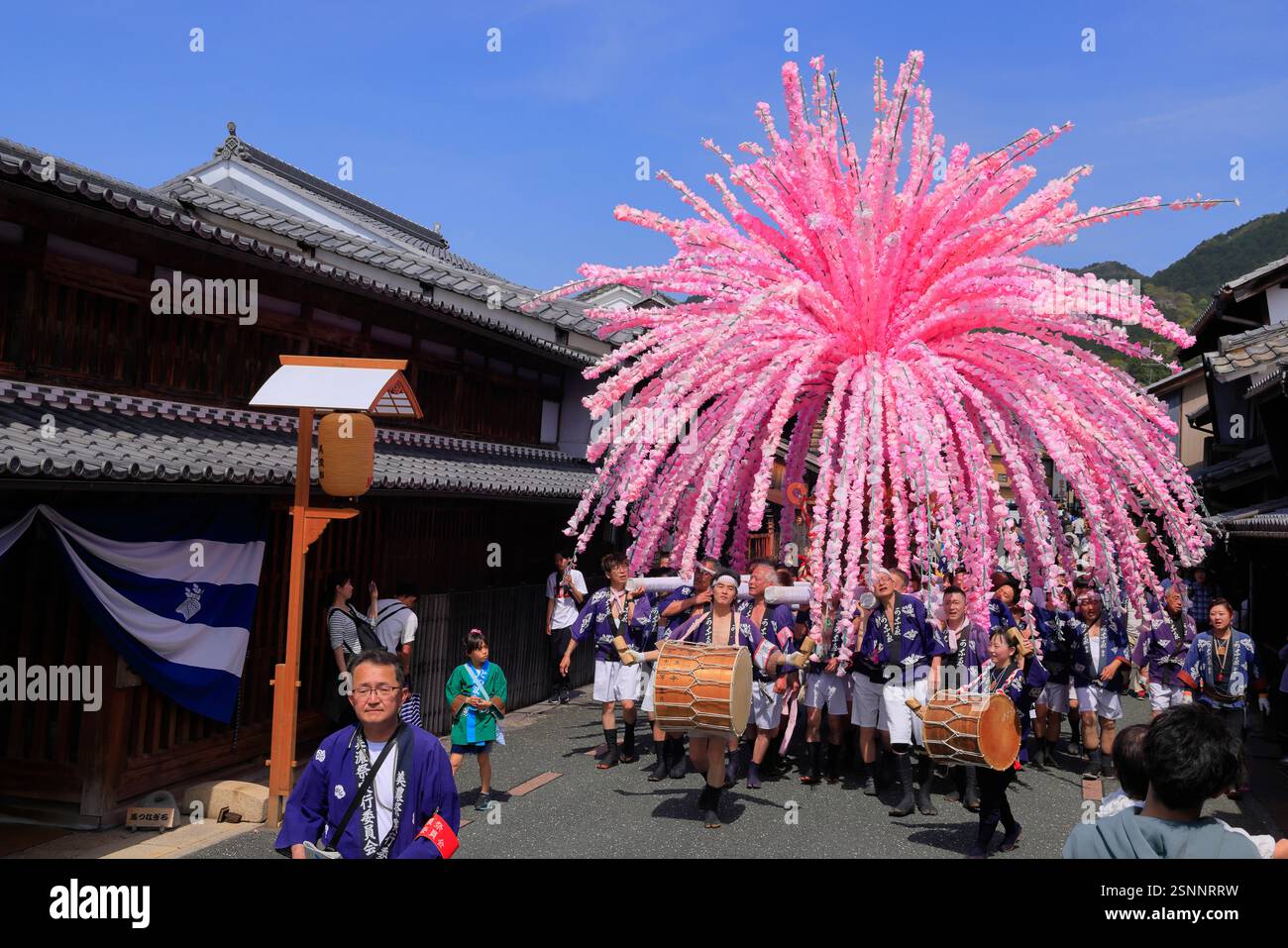 Mino Festival, flower mikoshi (portable shrine) Mino, Gifu Prefecture ...
