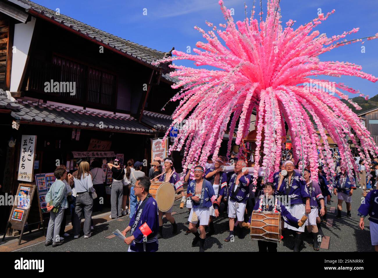 Mino Festival, flower mikoshi (portable shrine) Mino, Gifu Prefecture ...