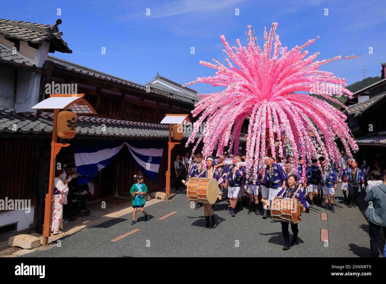 Mino Festival, flower mikoshi (portable shrine) Mino, Gifu Prefecture ...