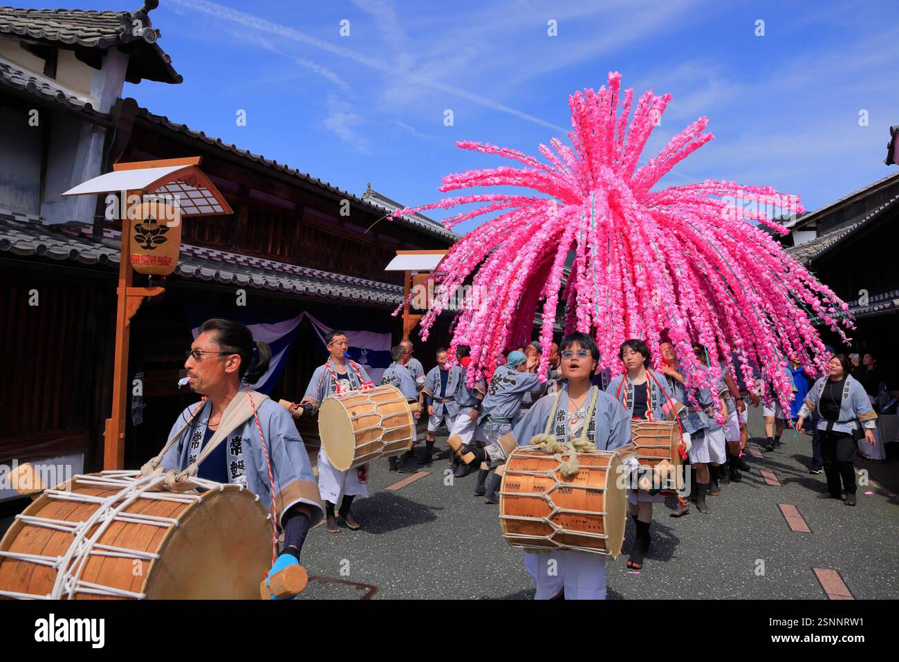 Mino Festival, flower mikoshi (portable shrine) Mino, Gifu Prefecture ...