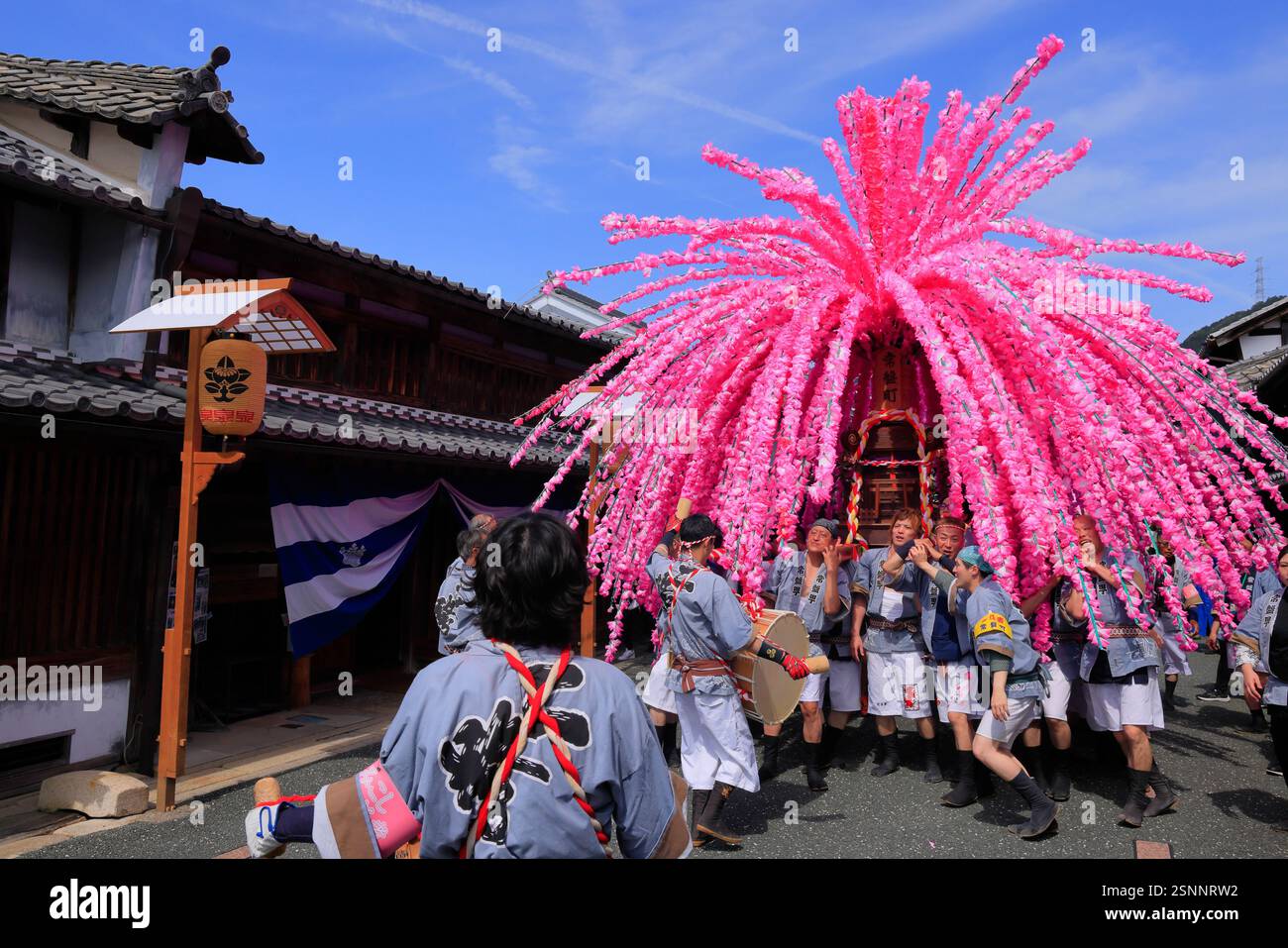 Mino Festival, flower mikoshi (portable shrine) Mino, Gifu Prefecture ...