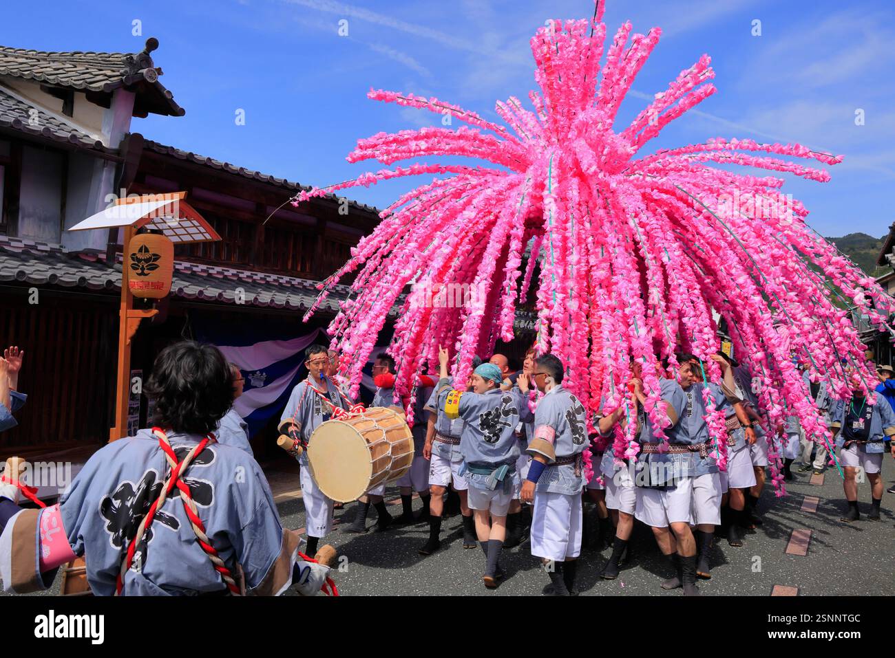 Mino Festival, flower mikoshi (portable shrine) Mino, Gifu Prefecture ...