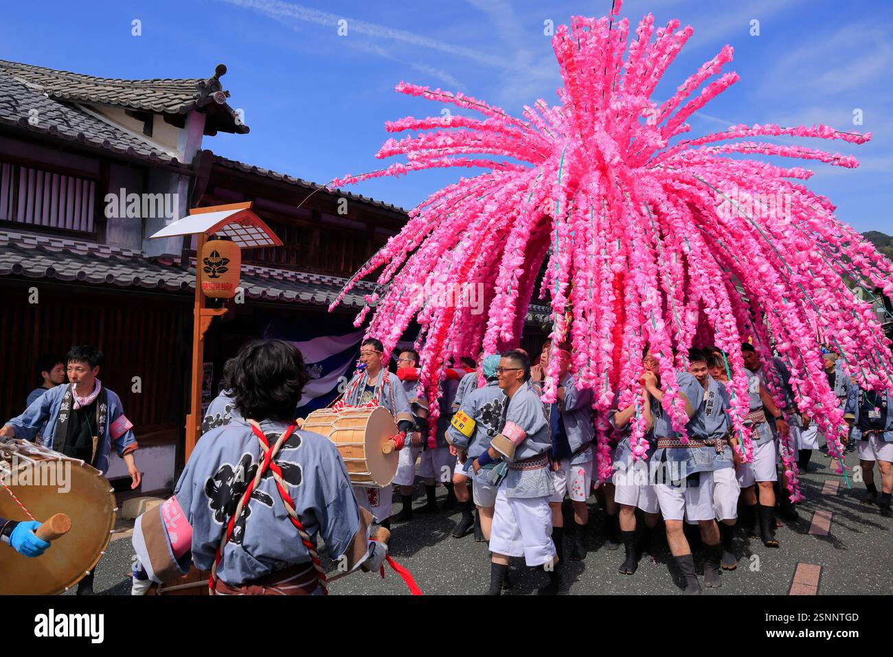 Mino Festival, flower mikoshi (portable shrine) Mino, Gifu Prefecture ...