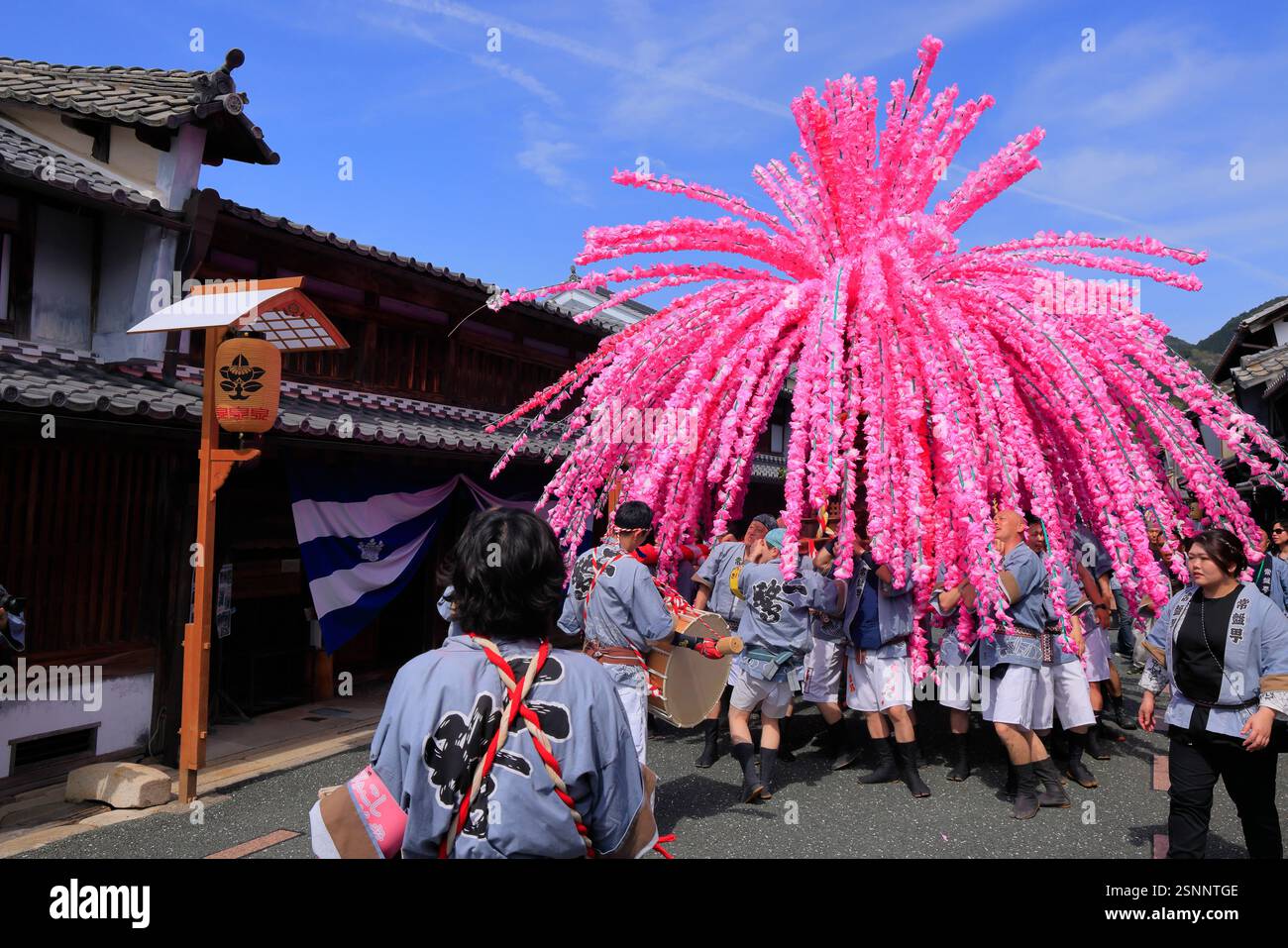 Mino Festival, flower mikoshi (portable shrine) Mino, Gifu Prefecture ...
