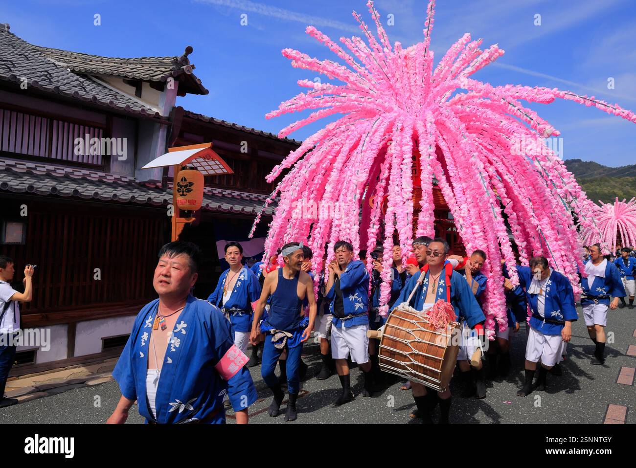 Mino Festival, flower mikoshi (portable shrine) Mino, Gifu Prefecture ...