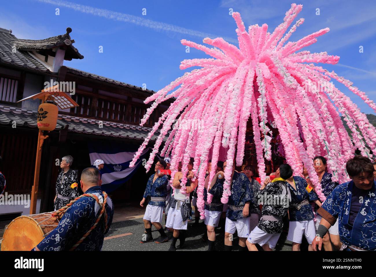 Mino Festival, flower mikoshi (portable shrine) Mino, Gifu Prefecture ...