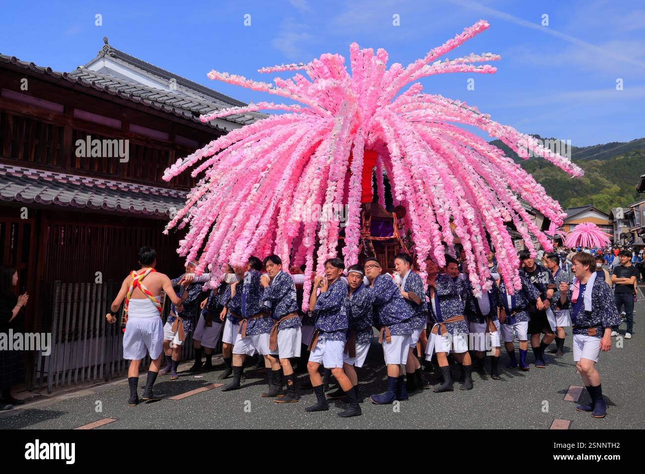 Mino Festival, flower mikoshi (portable shrine) Mino, Gifu Prefecture ...