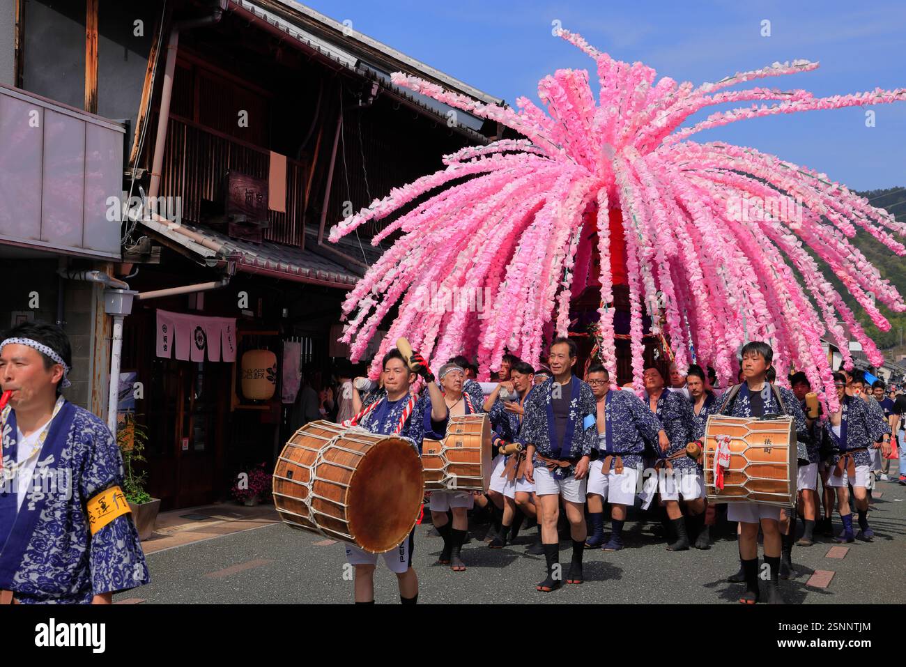 Mino Festival, flower mikoshi (portable shrine) Mino, Gifu Prefecture ...