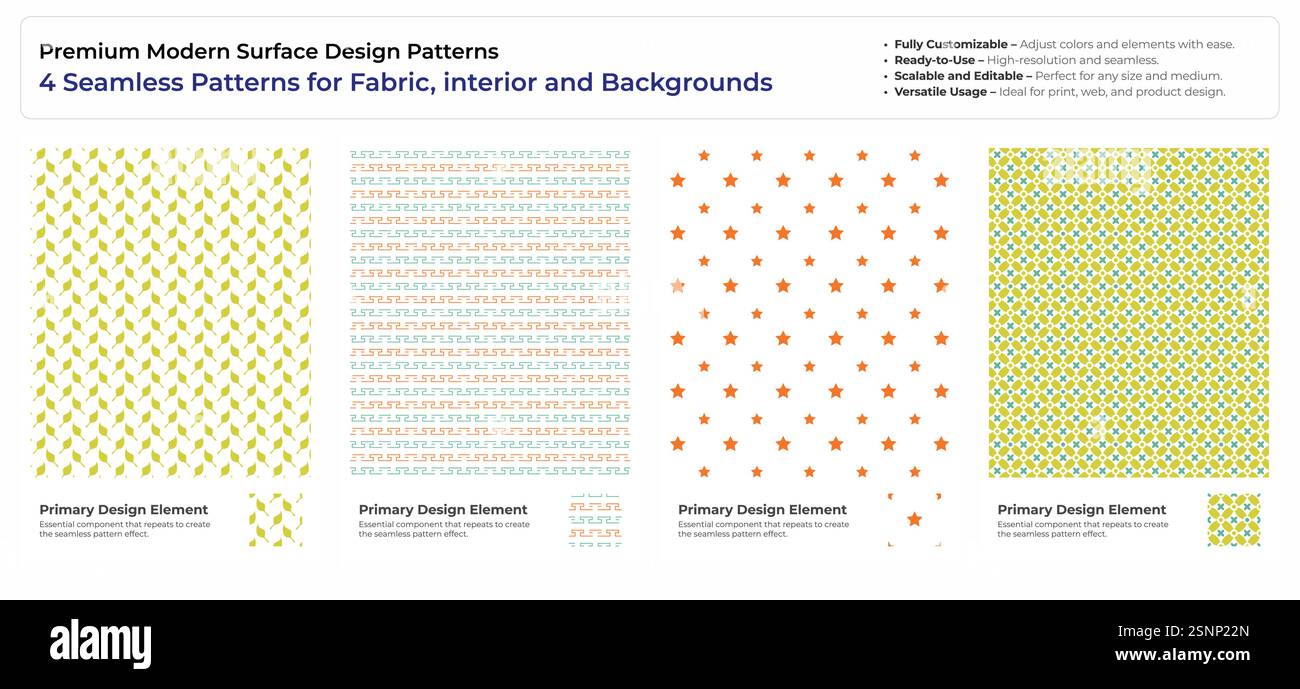 Contemporary Tile & Fabric Patterns for Trendy Designs Stock Vector ...