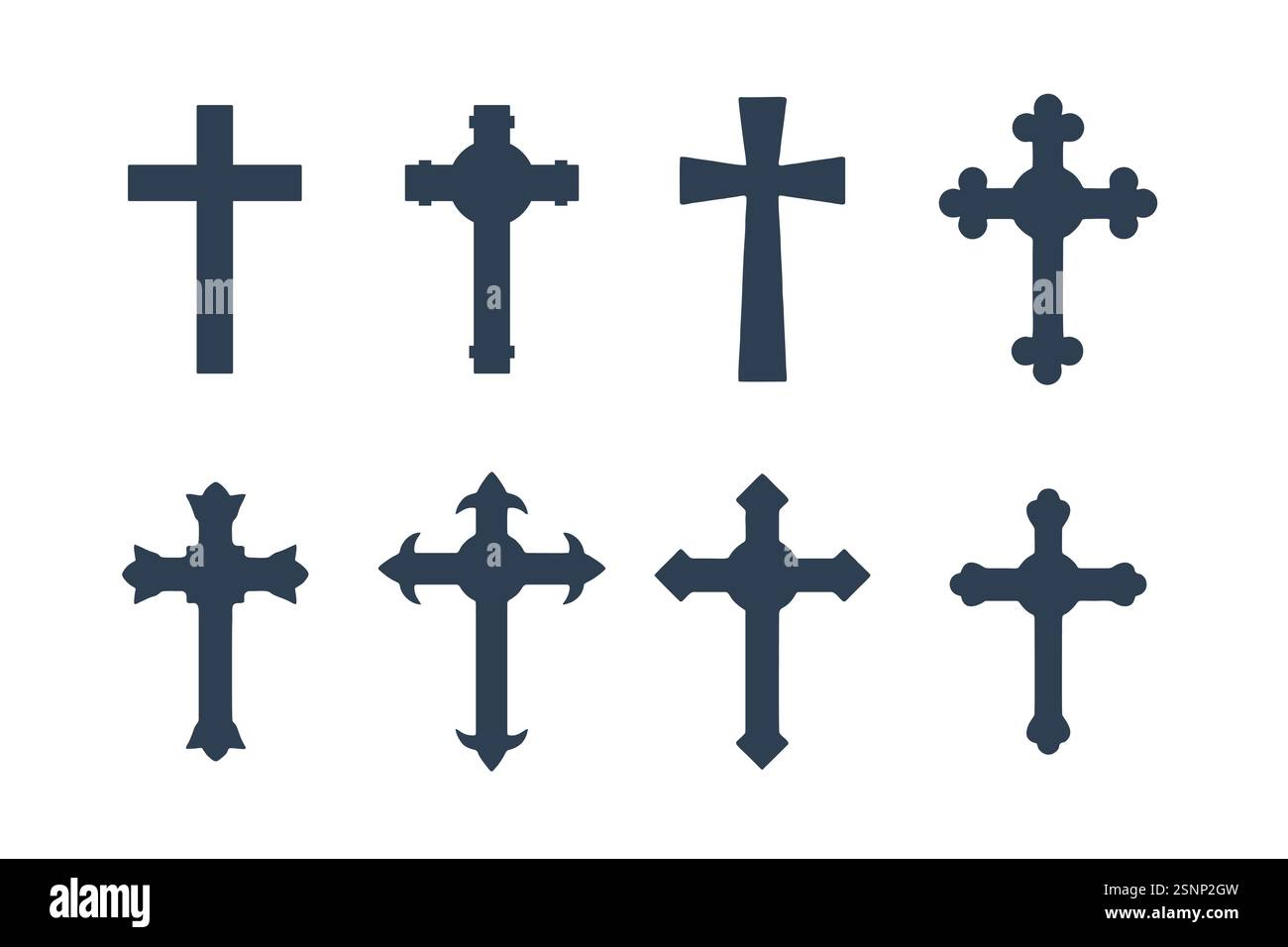 Christian cross vector symbol flat style. Set of different crosses icon ...