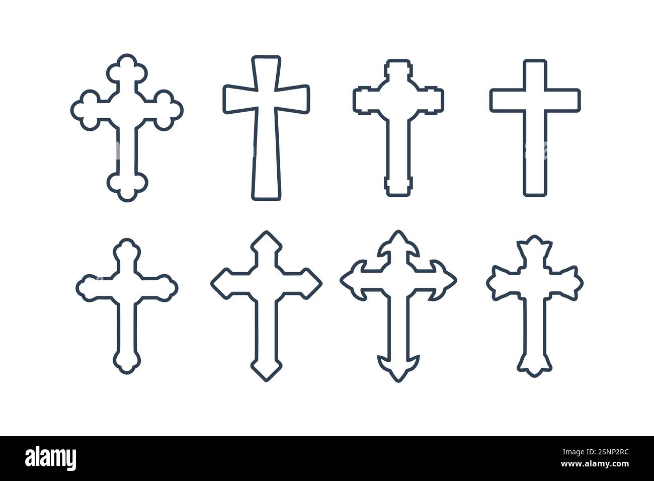 Christian cross vector symbol flat style. Set of different crosses icon ...
