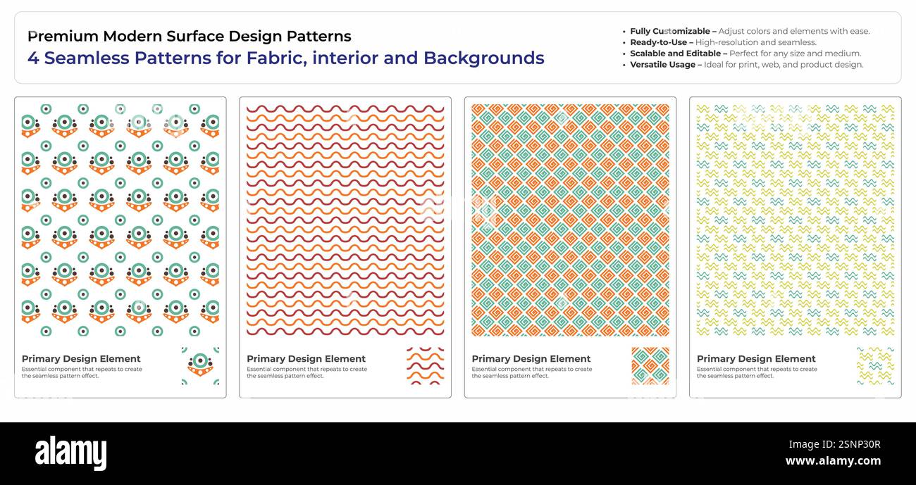 Minimalist Decorative Seamless Patterns for Unique Design Stock Vector ...
