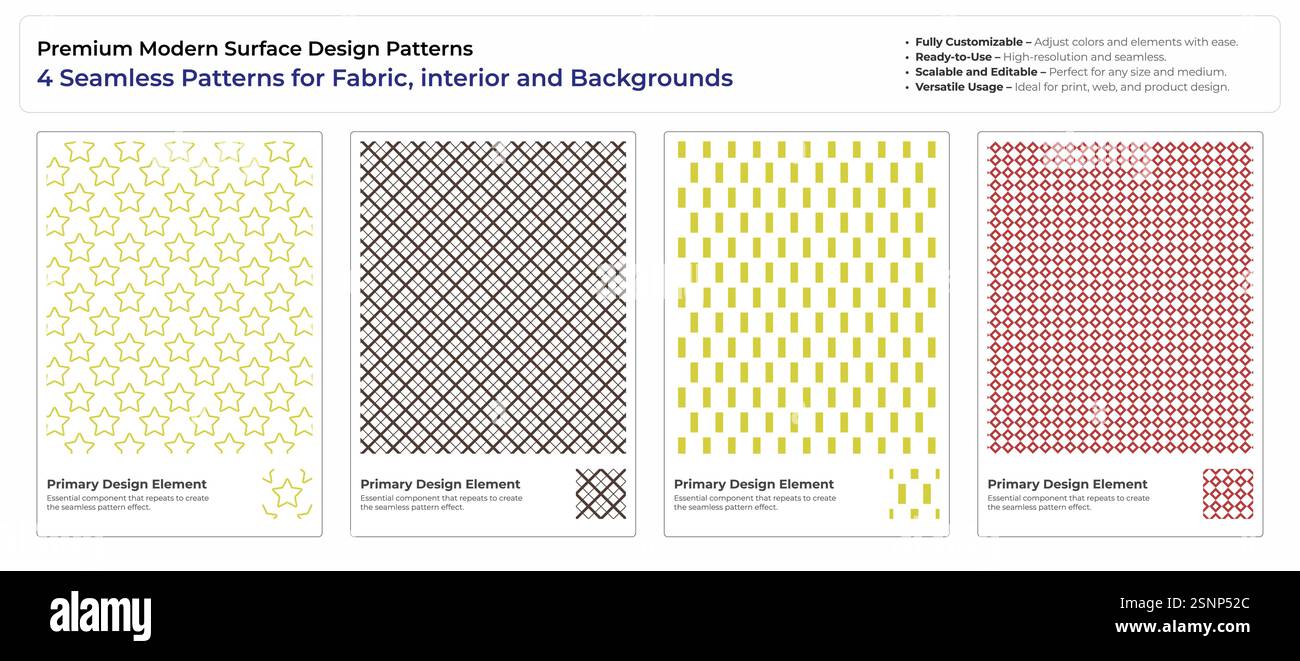 Classic Minimalist Seamless Patterns for Home & Apparel Stock Vector ...