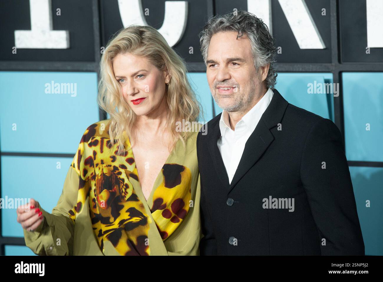London, UK. 13 Feb, 2025. Pictured: Mark Ruffalo and wife Sunrise ...