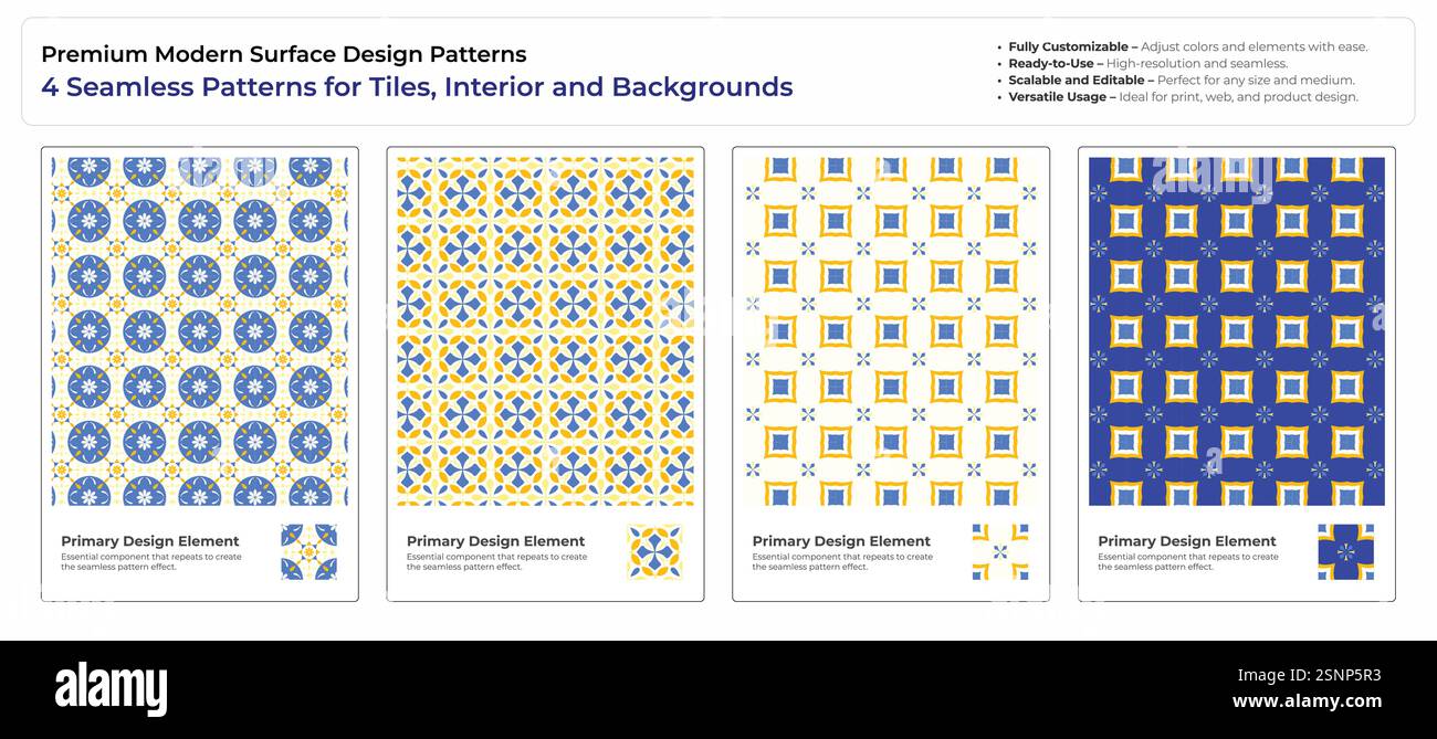 Seamless Tile & Surface Patterns set – Geometric, Ornamental, Abstract ...