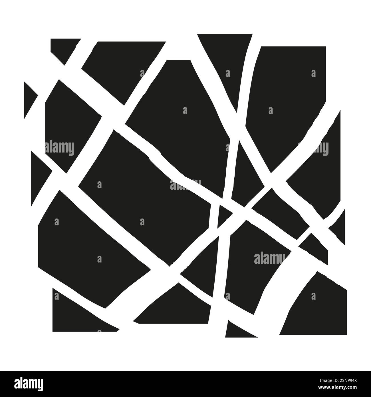 Cracked grid tile. Geometric abstract lines. Irregular monochrome ...