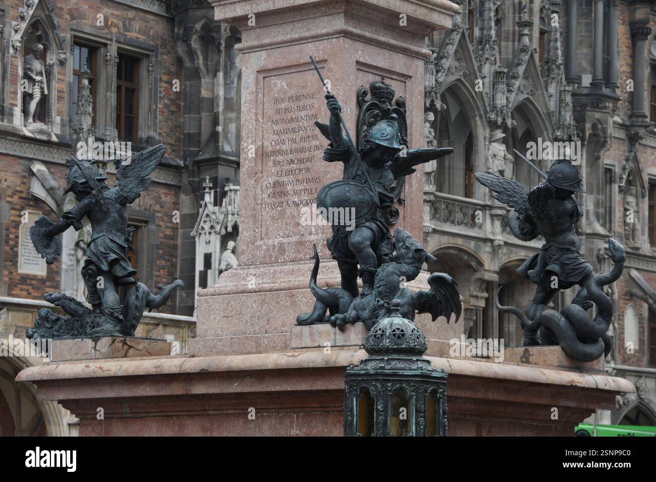 Bronze sculptures of winged warriors stand atop a monument in Germany ...
