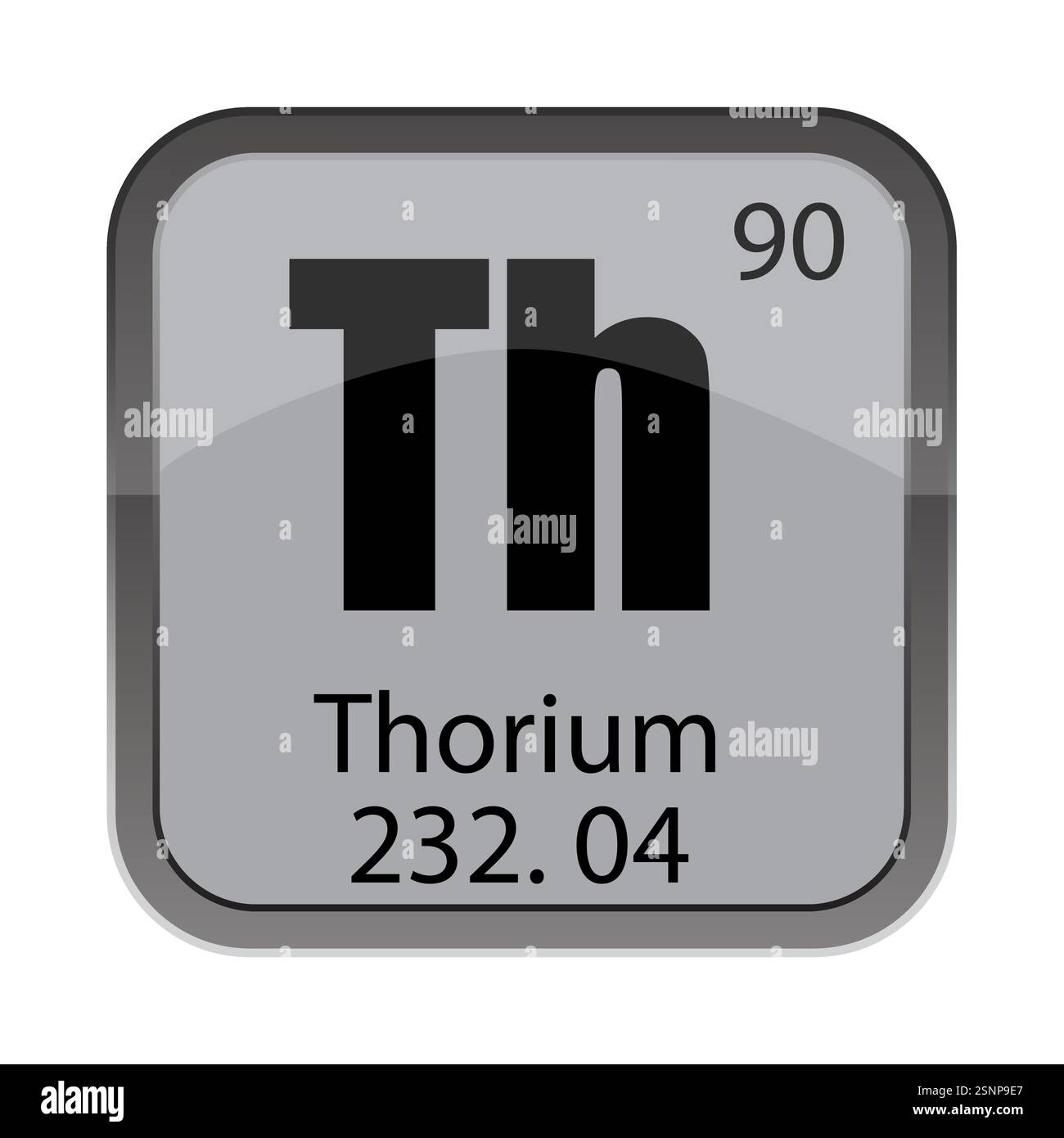Thorium Th block. 90 atomic label. Ninety heavy detail. Vector 232.04 ...