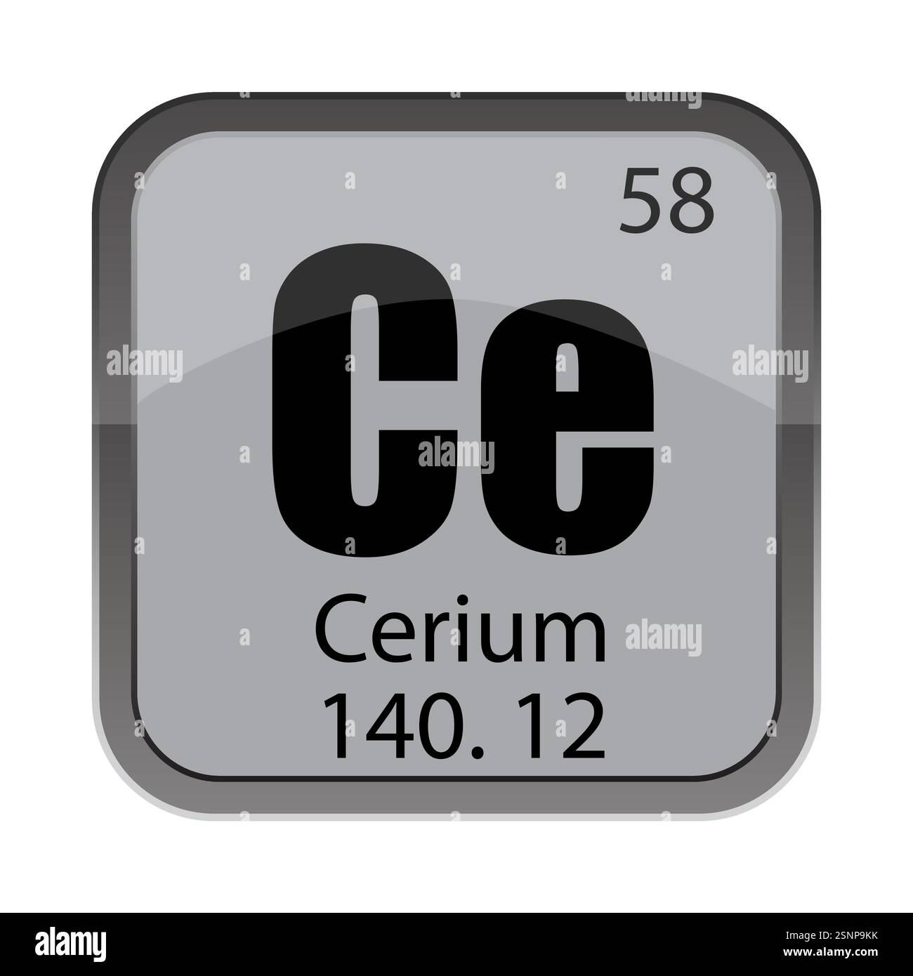 Cerium Ce element. Atomic number 58. Mass 140.12 data. Vector chemistry ...