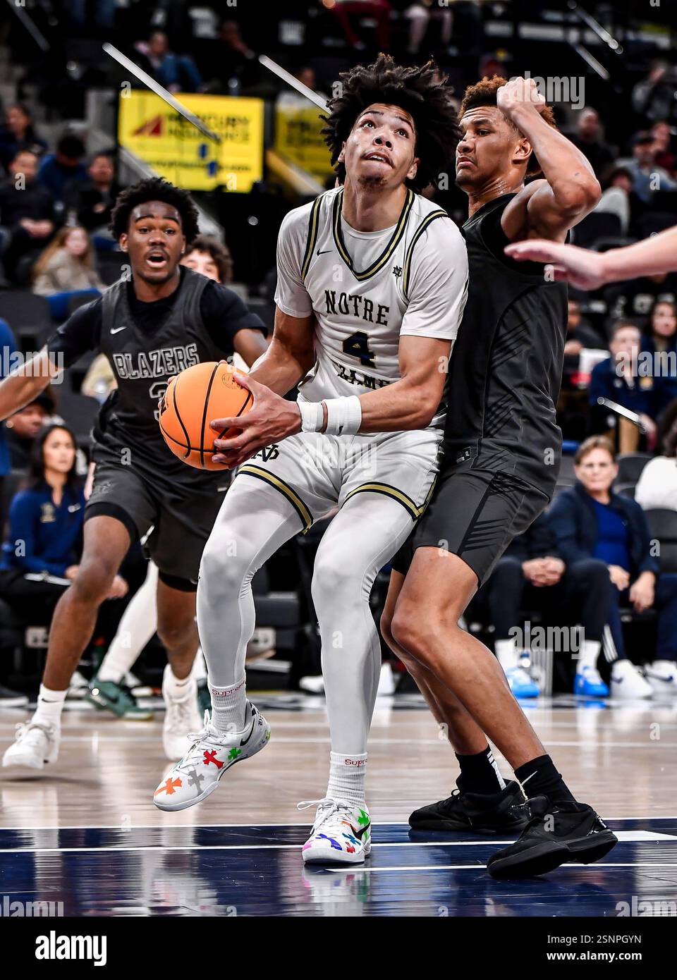 Inglewood, CA. 1st Feb, 2025. Tyran Stokes (4) of Notre Dame High ...