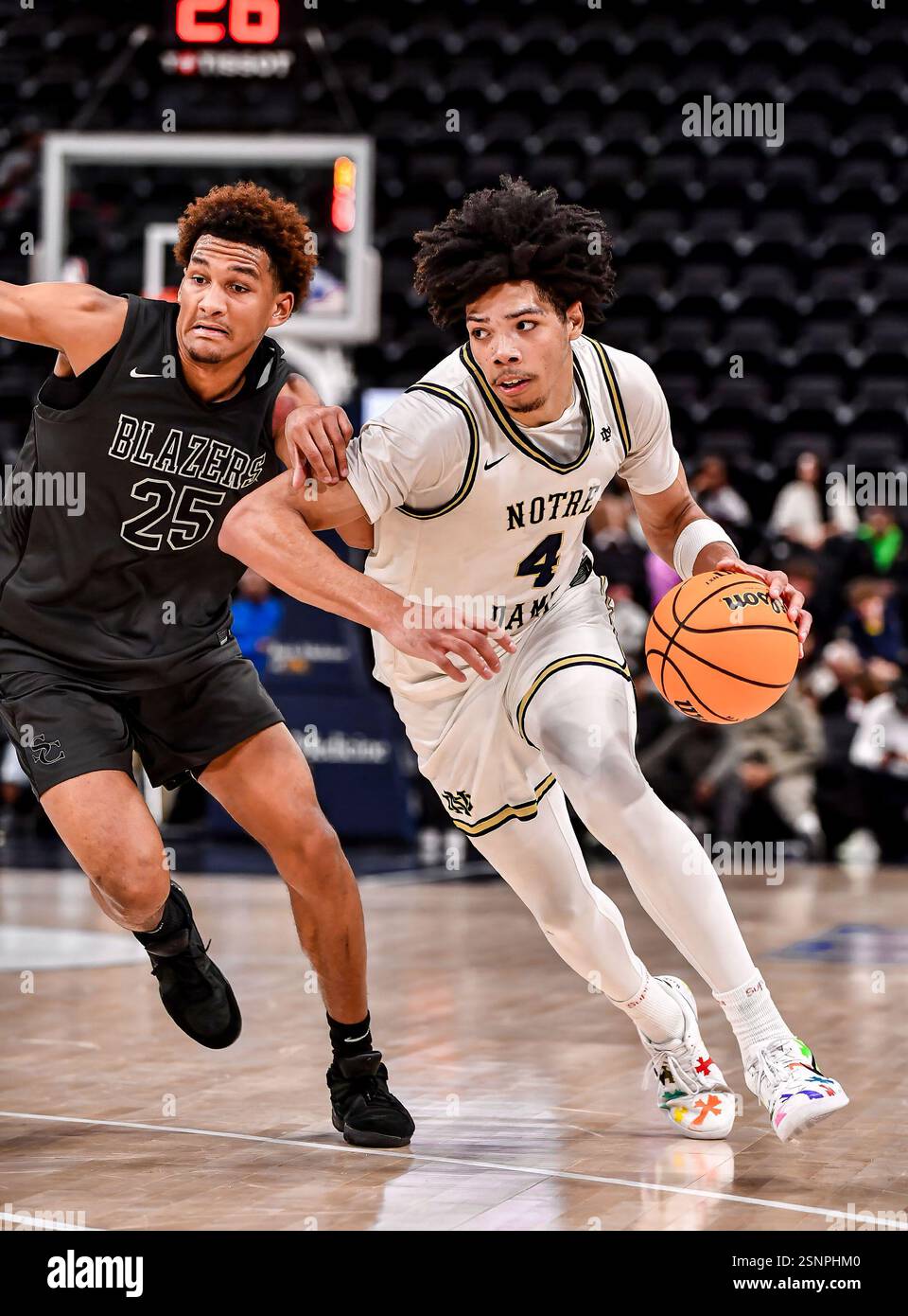 Inglewood, CA. 1st Feb, 2025. Tyran Stokes (4) of Notre Dame High ...