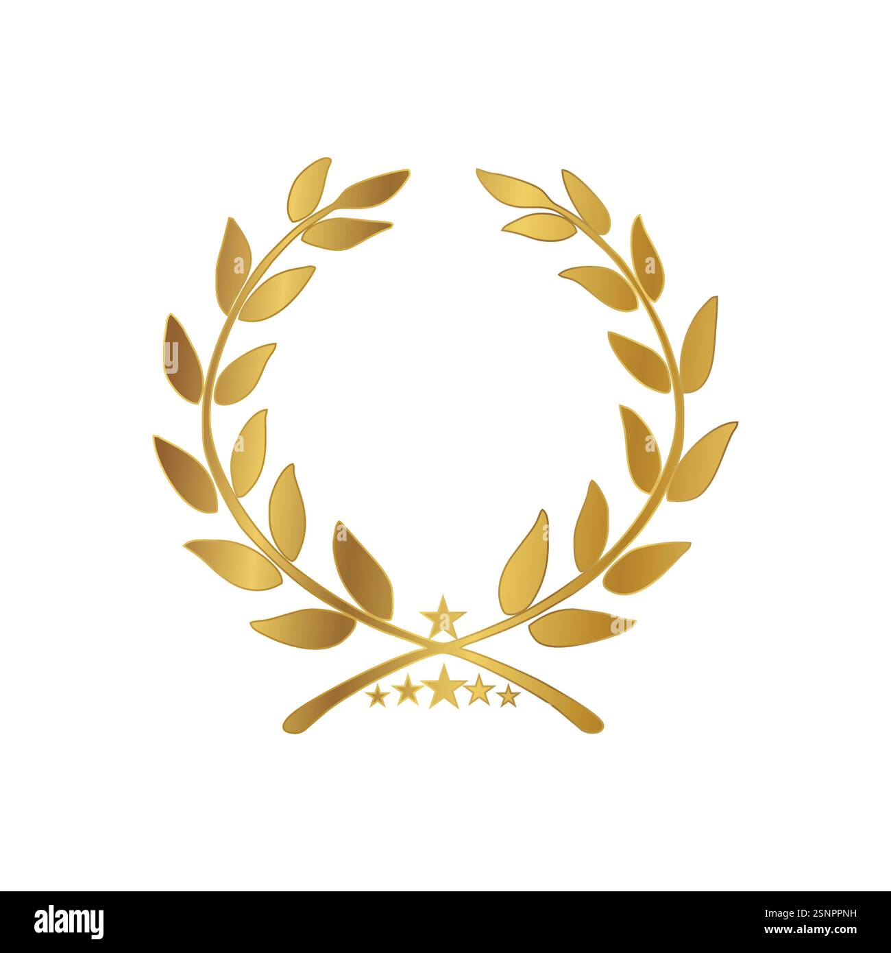 Gold Laurel Wreath Icon. Vector Flat illustration isolated on white ...