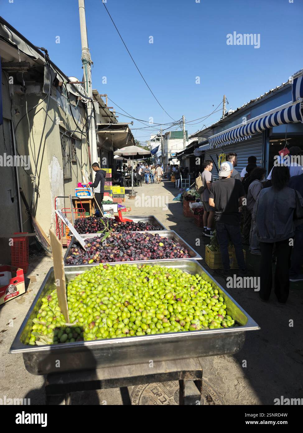 Raw olives on sale at the Carmel market in Tel Aviv, Israel Stock Photo ...