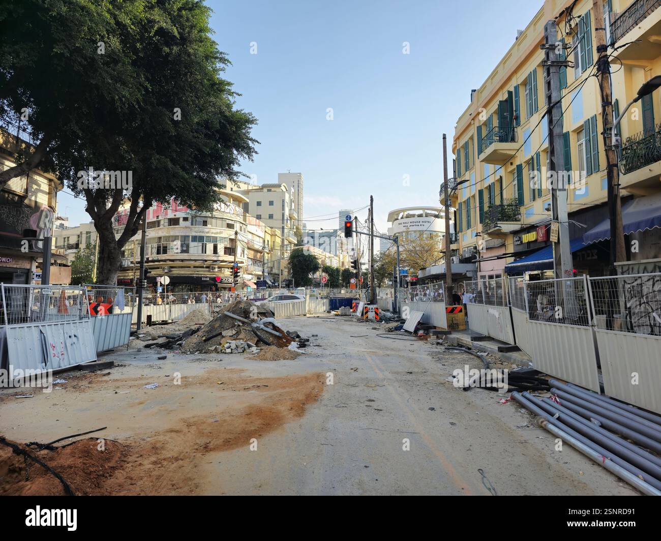 Light rail construction along Allenby street in Tel-Aviv, Israel Stock ...