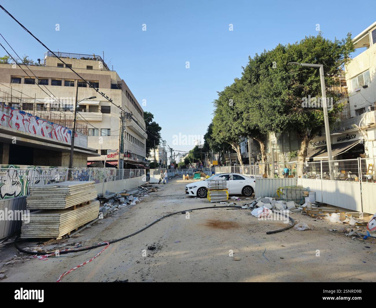 Light rail construction along Allenby street in Tel-Aviv, Israel Stock ...