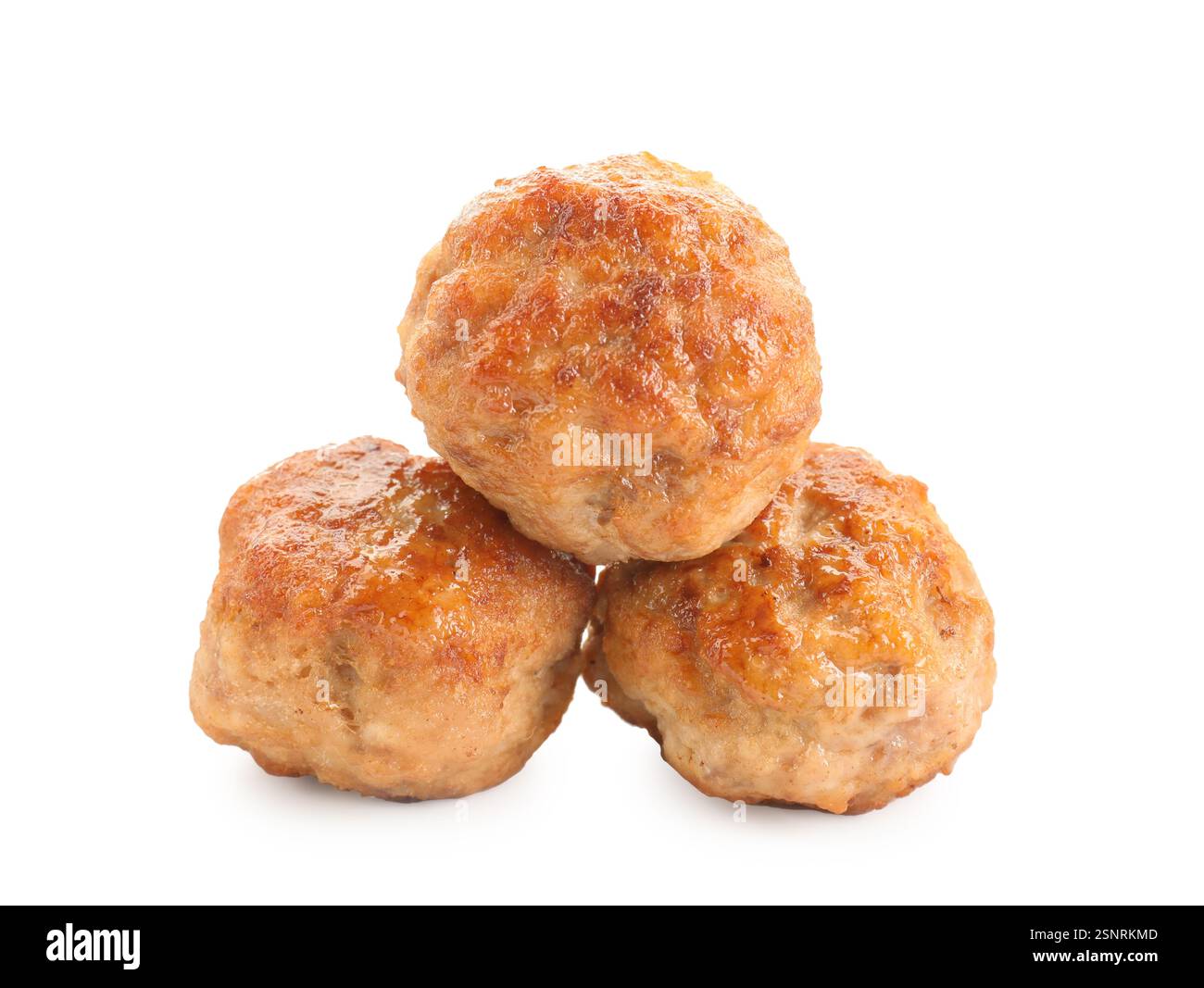 Three tasty cooked meatballs isolated on white Stock Photo - Alamy