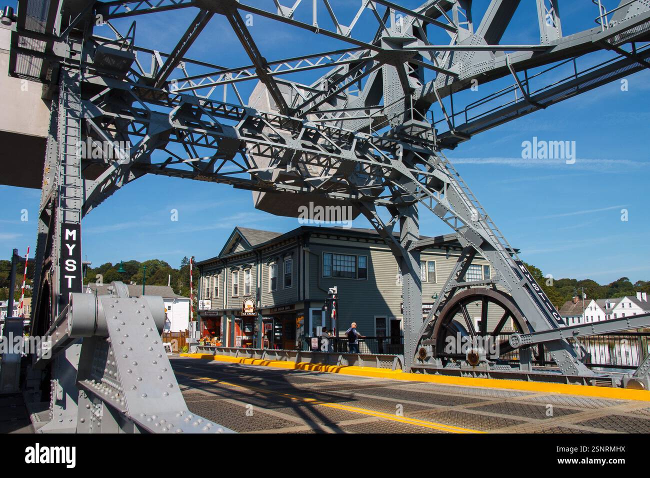 The historical Mystic River Railroad bridge in Mystic Seaport and ...