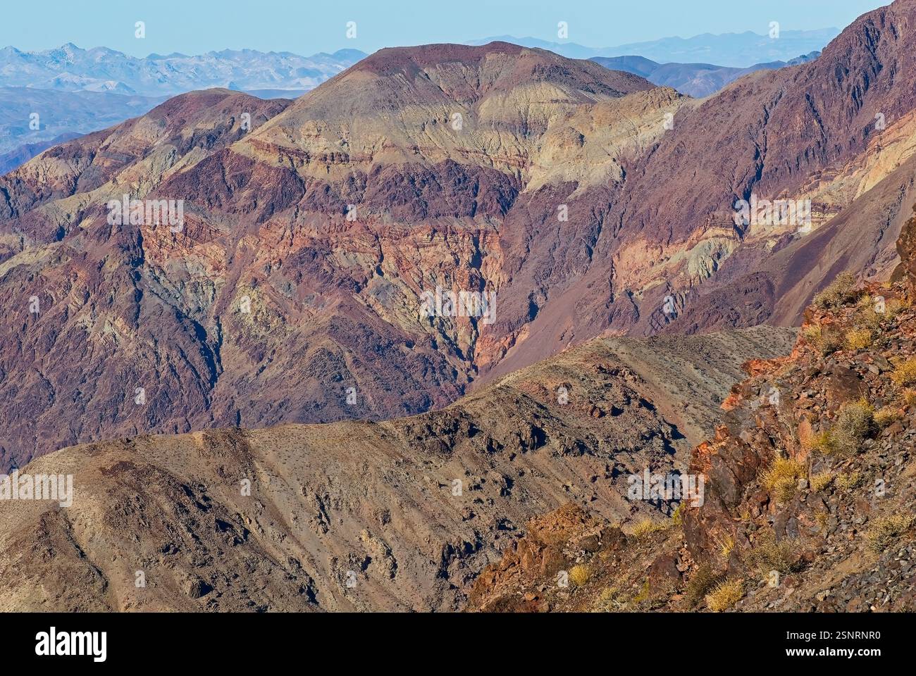 Multi-colored layers of rugged Black Mountains of Death Valley National ...